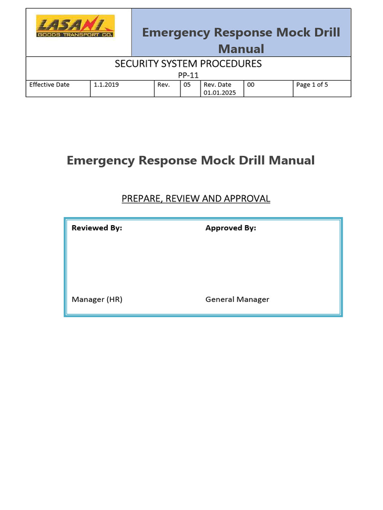 Emergency Response Mock Drill Manual | PDF | Emergency Evacuation ...