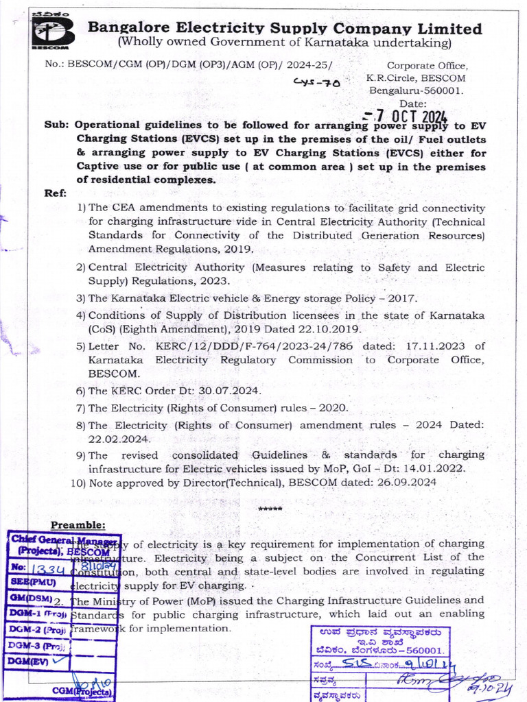 BESCOM EV Guidelines For Apartments | PDF | Electric Power | Electric ...
