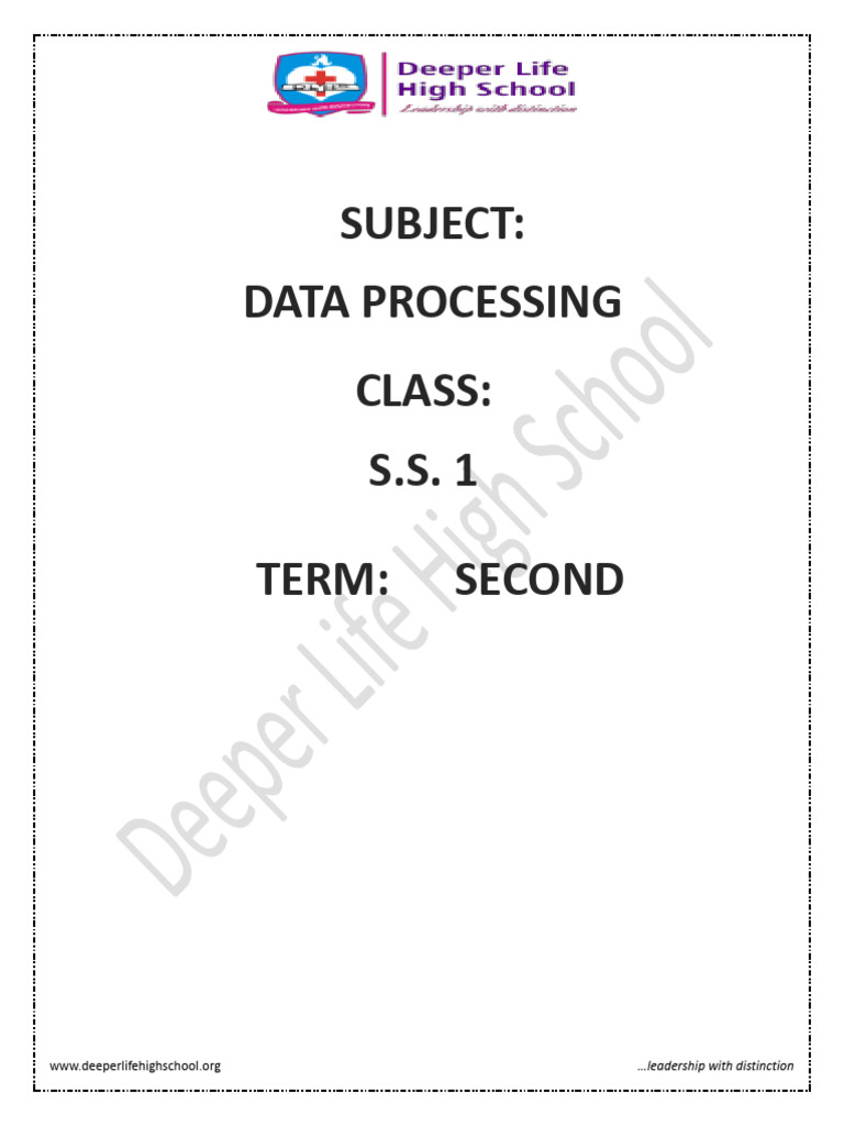 SS 1 DATA PROCESSING SECOND TERM E-NOTE | PDF | Operating System ...