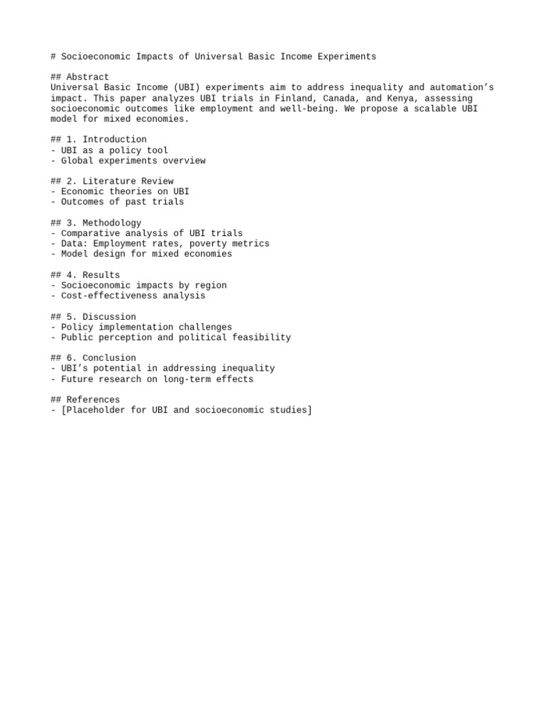 Socioeconomic Impacts of Universal Basic Income Experiments | PDF