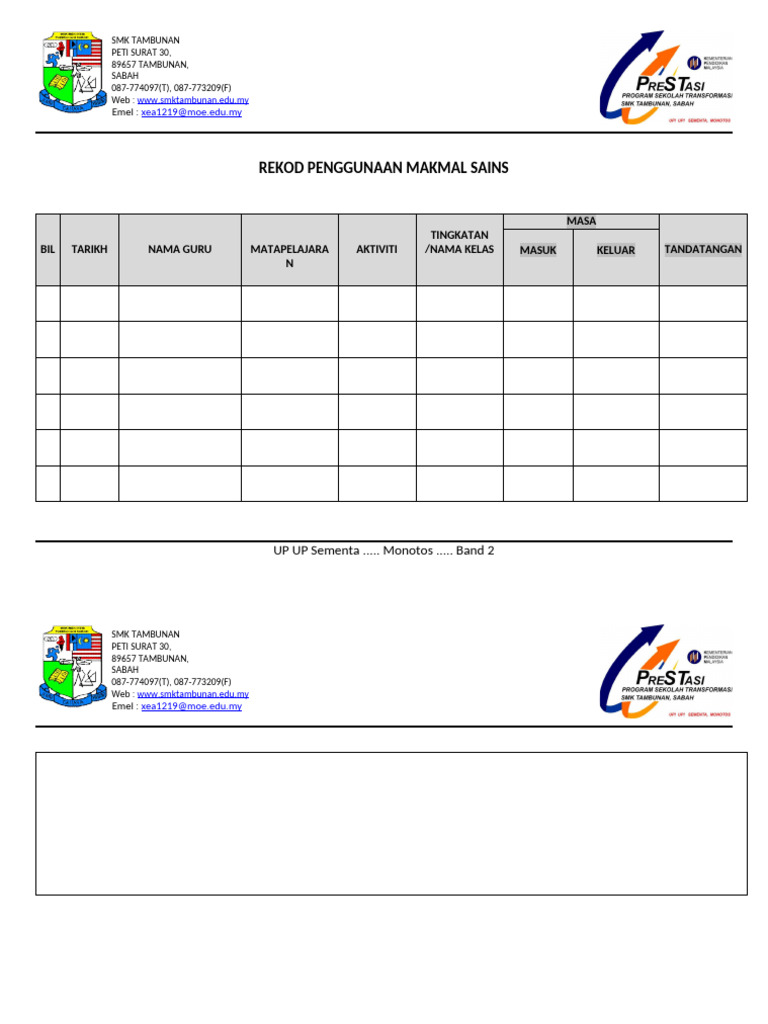Borang Rekod Makmal Sains | PDF