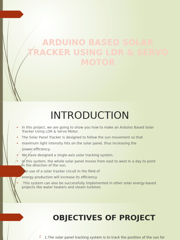 Arduino Based Solar Tracker Using LDR & Servo Motor Project | PDF