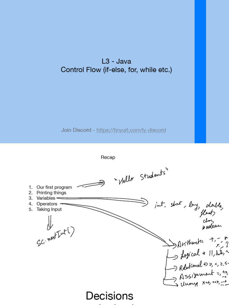 L3 Java - Control Flow If-Else For While Etc. | PDF | Control Flow | C++