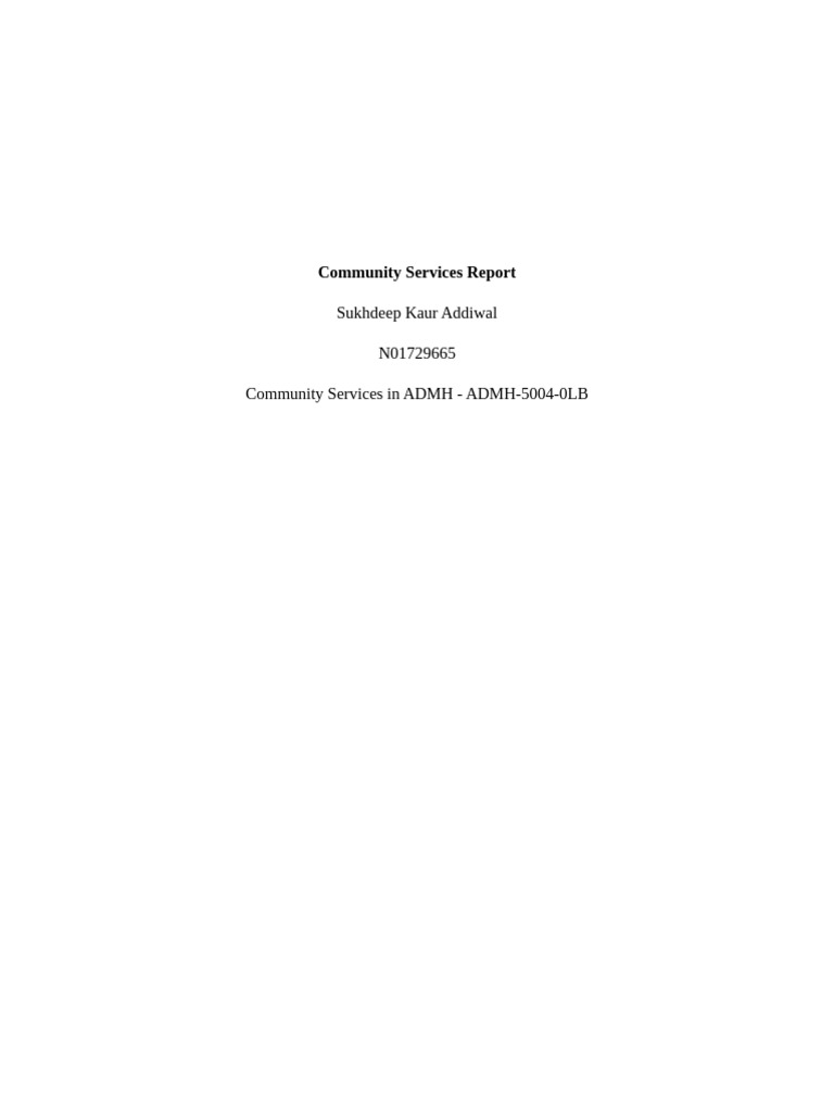 Community Services Report | PDF | Mental Health | Substance Dependence