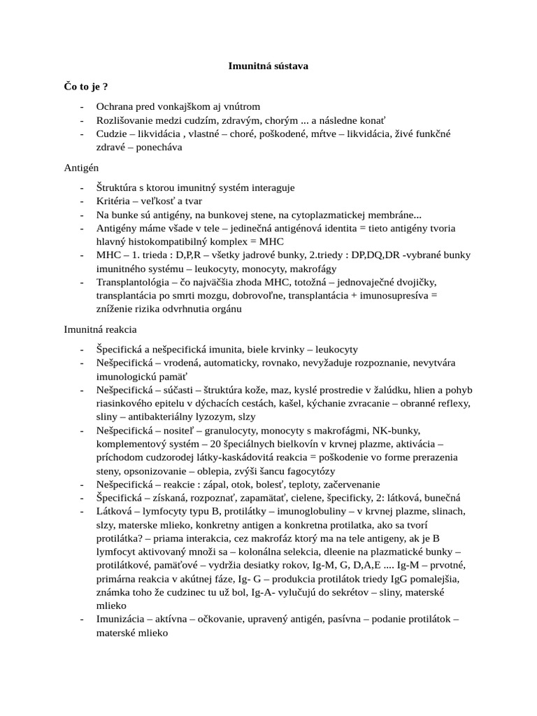 Imunitná Sústava | PDF
