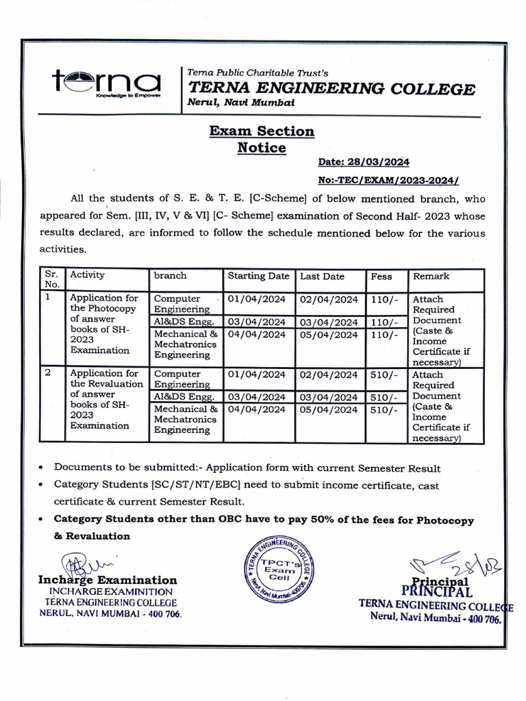 Revaluation Form Notice S.H. 2023 EXAM COMP AIDS MECH MTRX C SCHEME | PDF