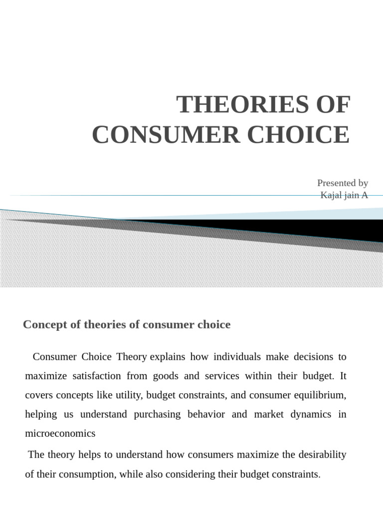 Theories of Consumer Choice | PDF | Utility | Economics