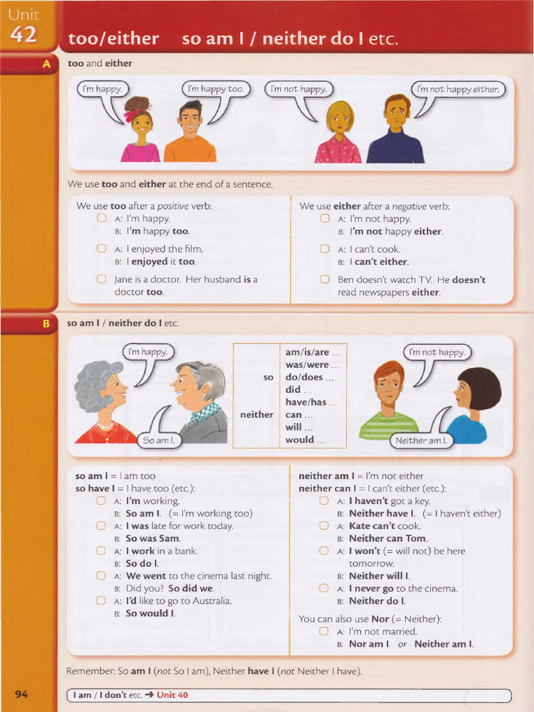 Essential Grammar in Use - So Do I:Neither Do I | PDF