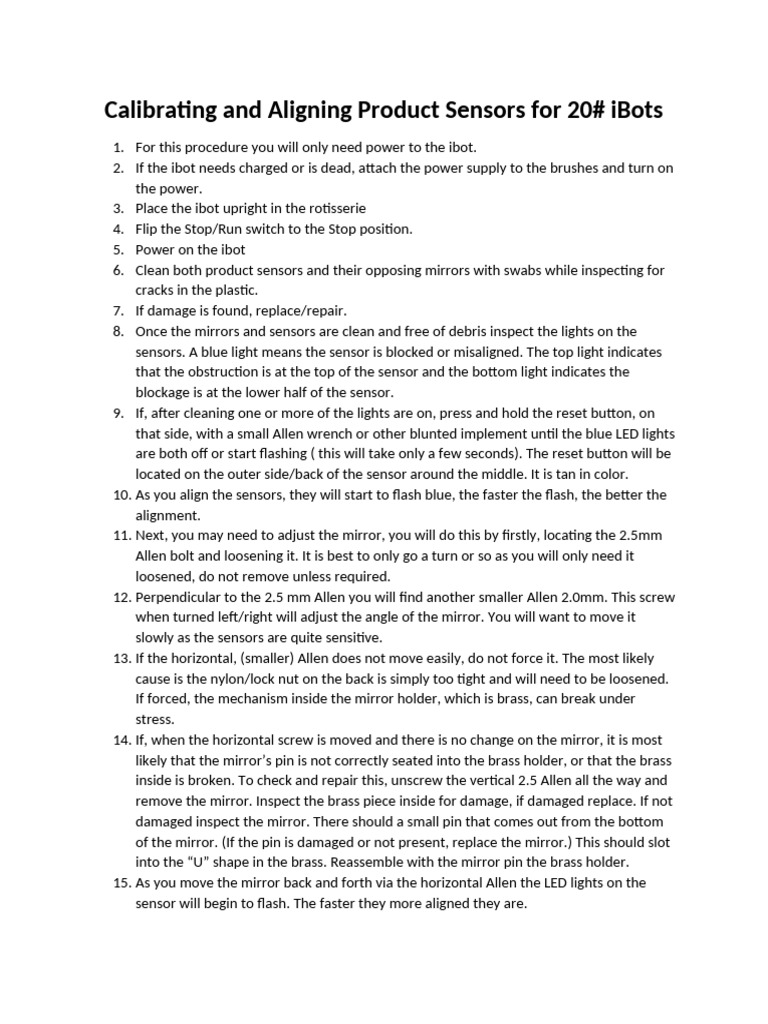 Calibrating and Aligning Product Sensors 20# | PDF | Mirror | Equipment