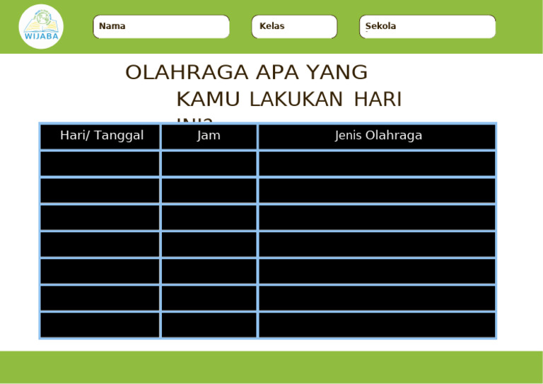 Tabel Aktivitas Olahraga | PDF