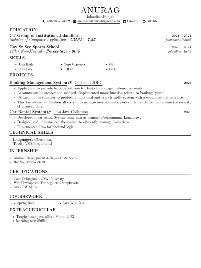 Anurag Resume | PDF