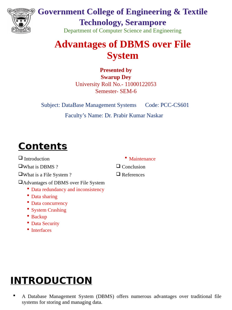 Swarup Dey - DBMS | PDF | Databases | File System