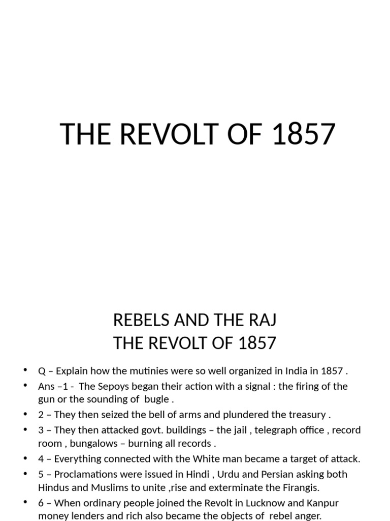 The Revolt of 1857 | PDF | Indian Rebellion Of 1857 | British India