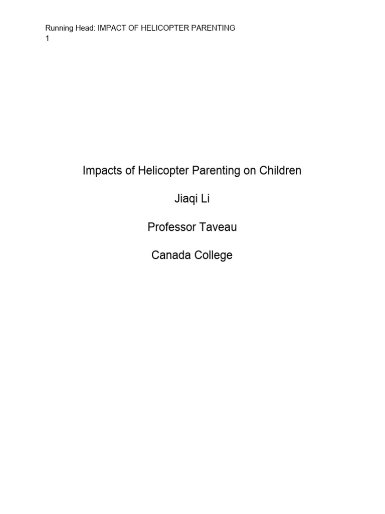 Effects of Helicopter Parenting on Kids | PDF | Parenting | Mindset