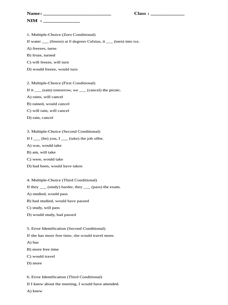 Understanding Conditional Sentences For TOEFL Practice | PDF