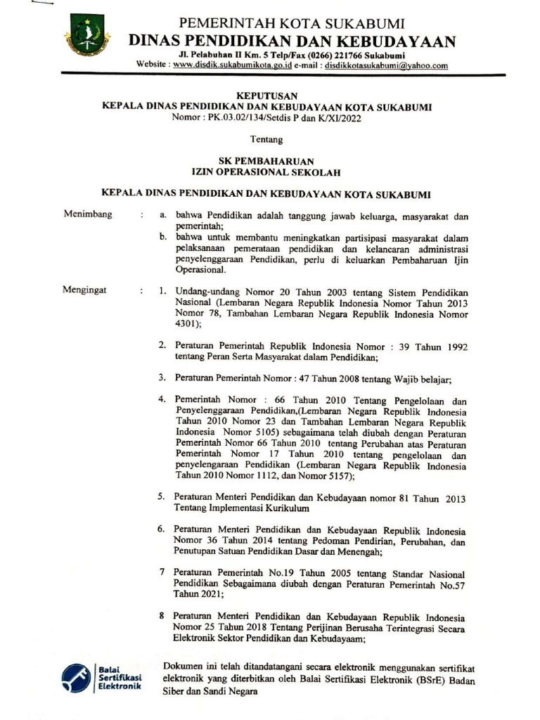 Surat Izin Operasional | PDF