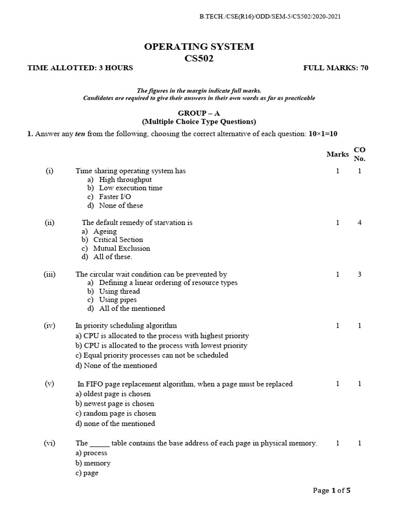 Cse - CS502 - Operating System - R16 | PDF | Scheduling (Computing ...