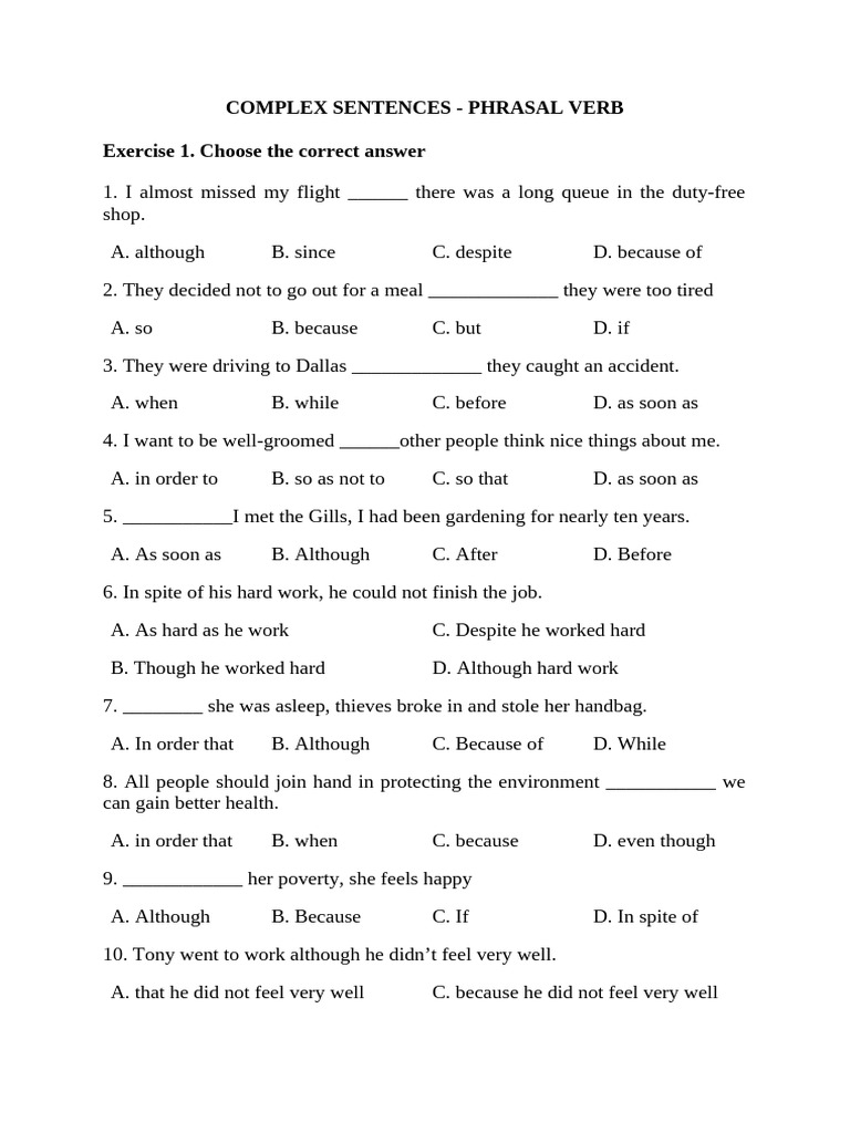 Oe E89 Complex Sentences - Phrasal Verb | PDF