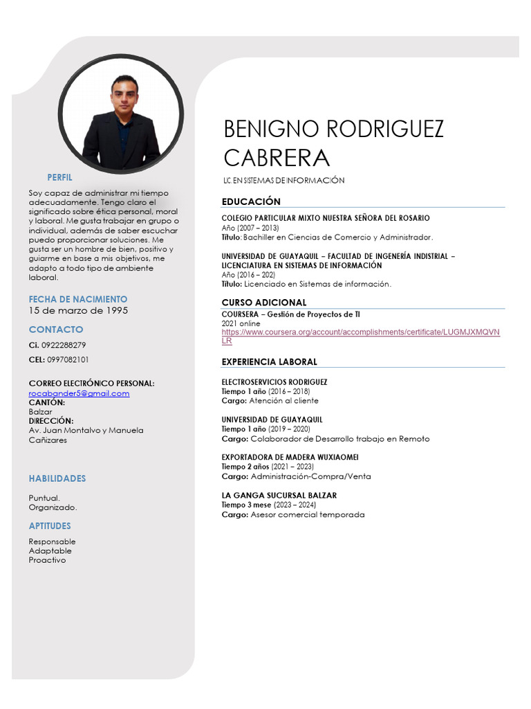 Benigno Rodriguez Cabrera_cv | PDF