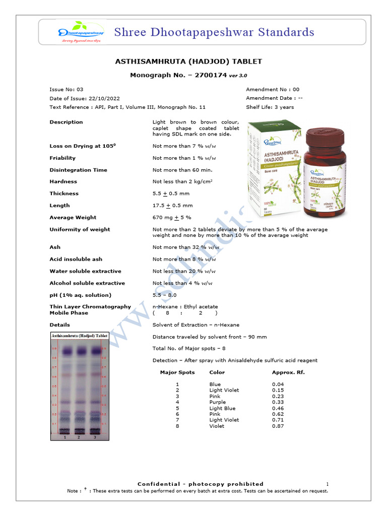 Asthisamhruta Hadjod Tablet | PDF | Tablet (Pharmacy) | Solubility