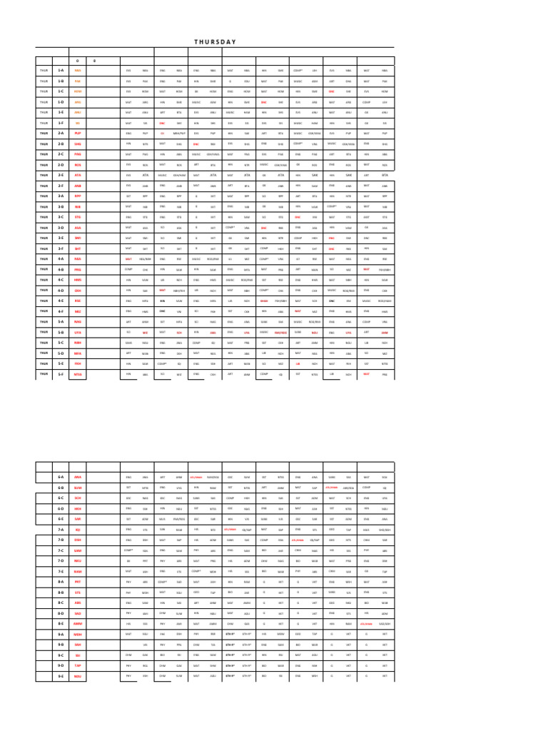 Time Table 1 To 12 (2025-26) Thursday-1 | PDF