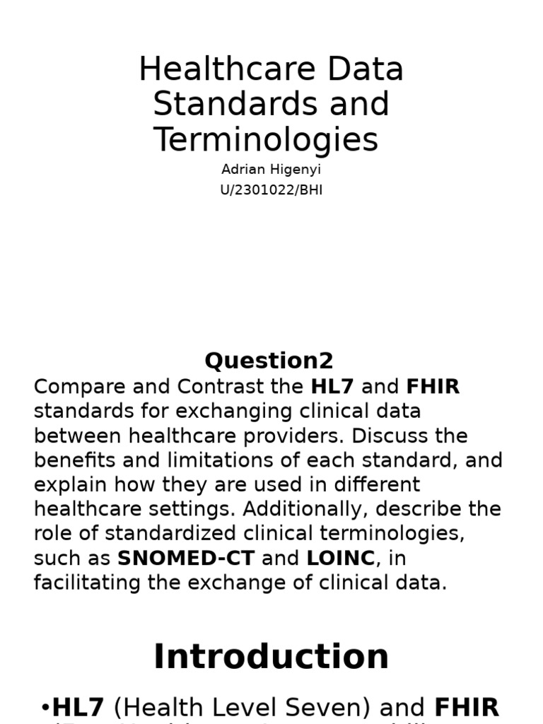 Healthcare Data Standards and Terminologies Test 2 | PDF | Information ...