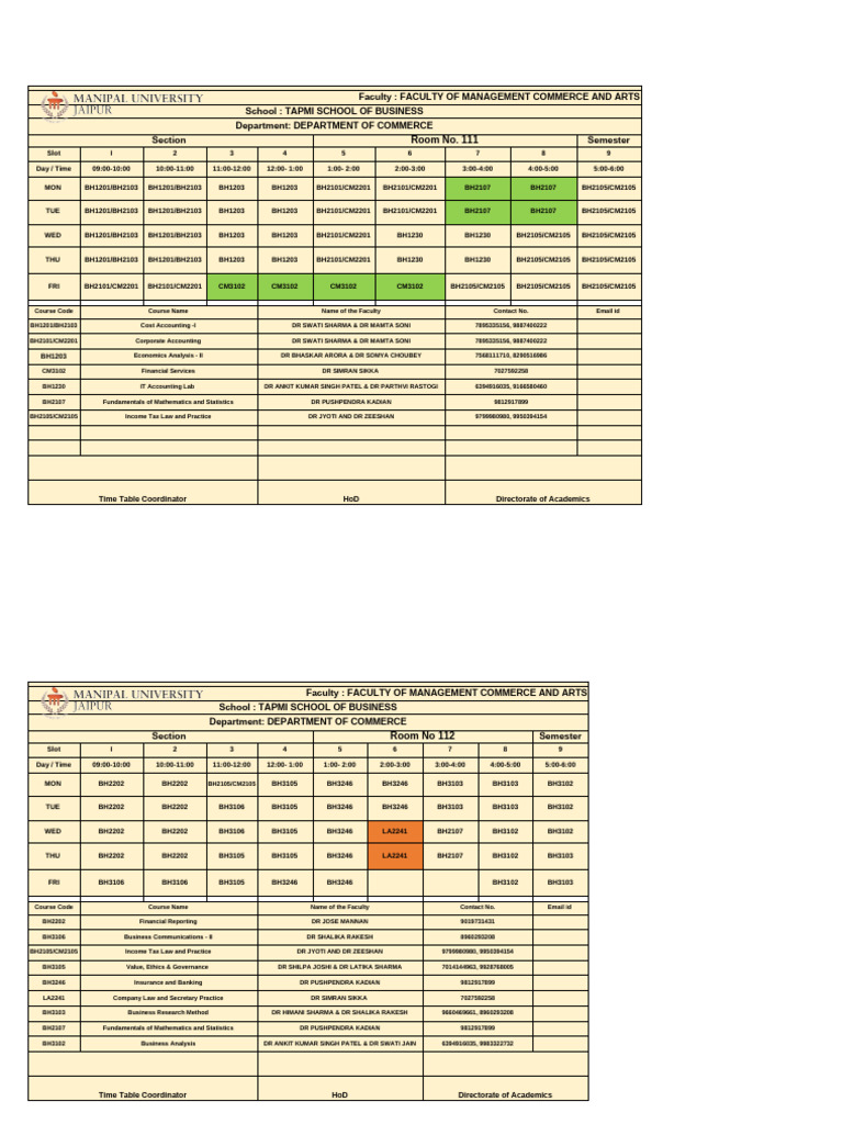 Summer Semester Time Table 2 | PDF | Economies | Business