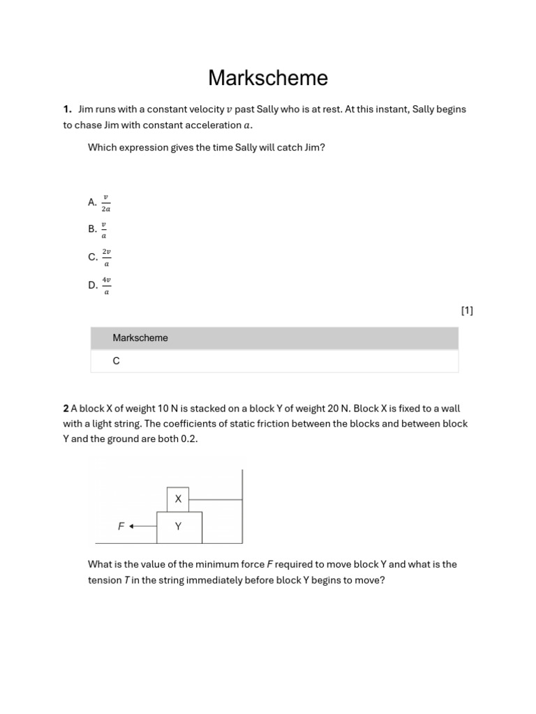 Class Test Ib 1 Markschemen Pdf Force Gases