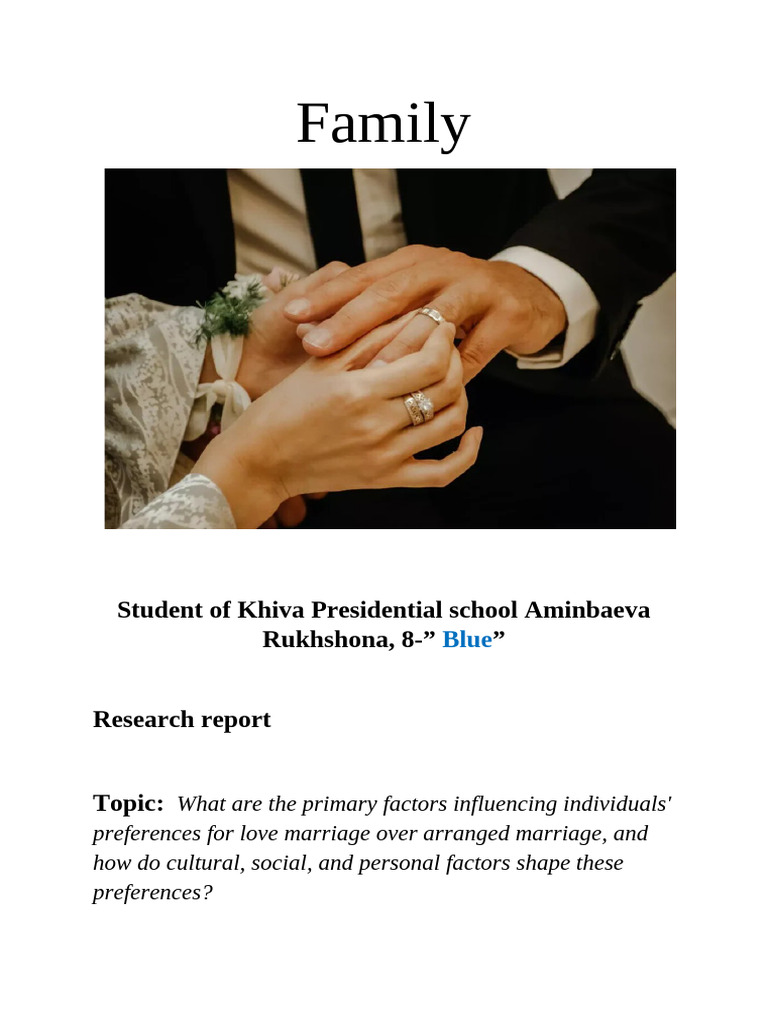 Factors Influencing Marriage Preferences | PDF | Marriage | Family