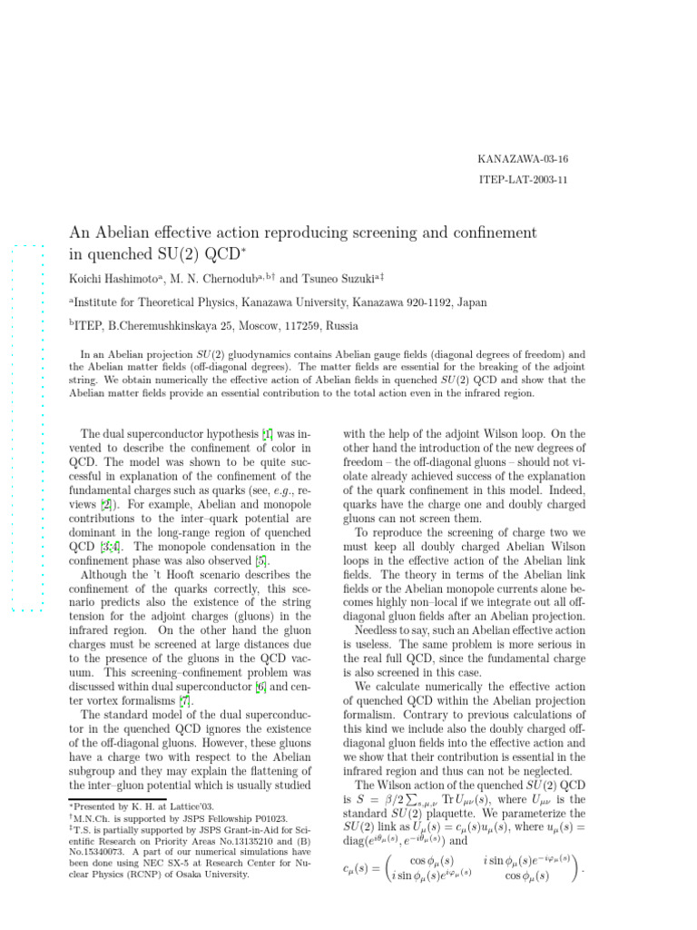 An Abelian Effective Action | PDF | Quantum Chromodynamics | Quantum Mechanics