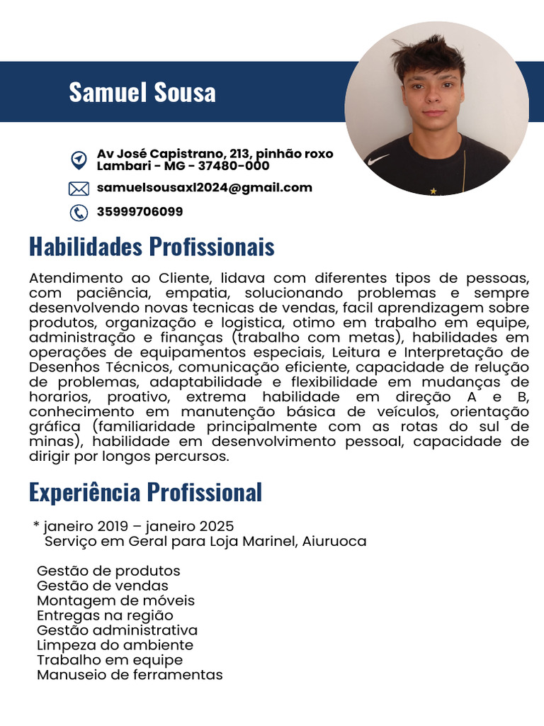 Currículo Samuel Sousa 0804 | PDF