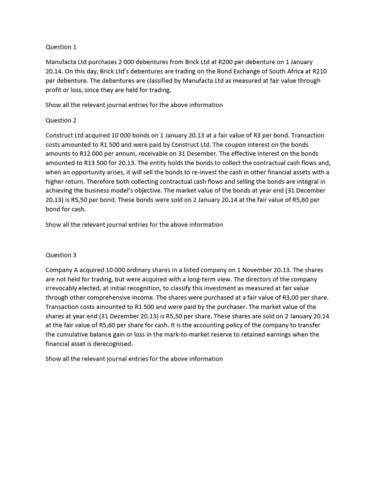 Journal Entries for Financial Assets | PDF