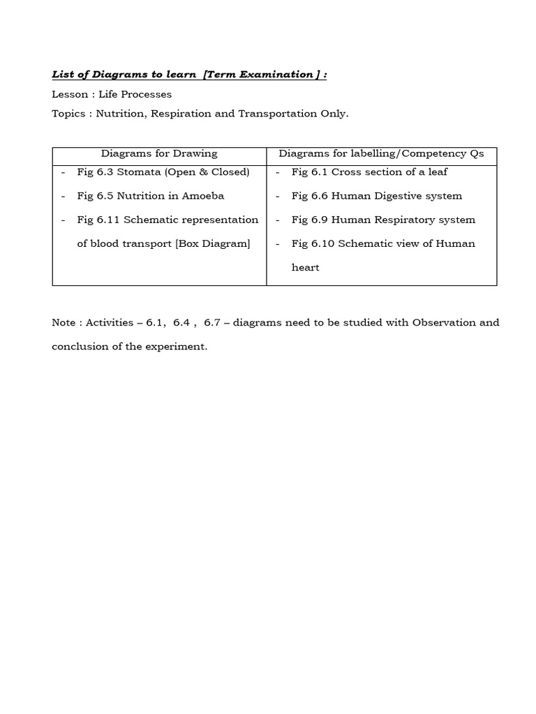 List Of Diagrams Term Exam Grade 10 Biology Pdf