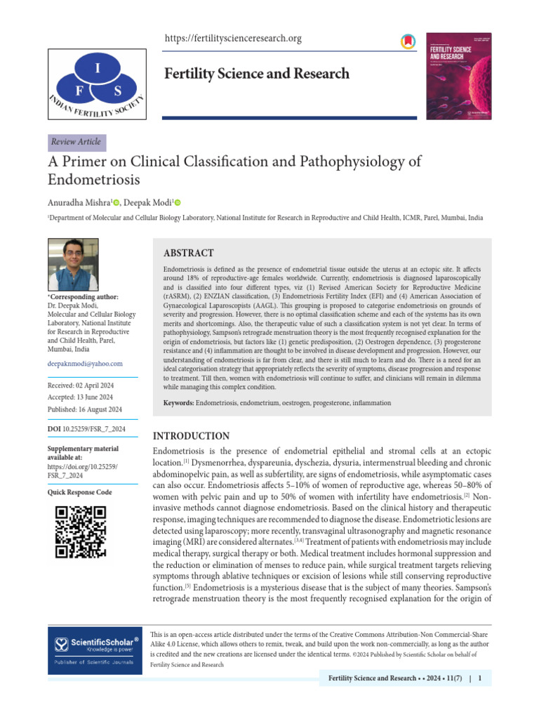 Endometriosis: Classification and Pathophysiology | PDF | Medical ...