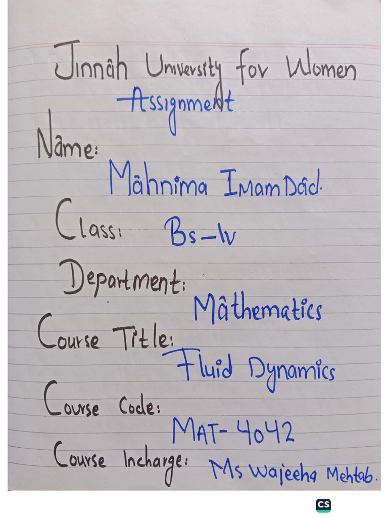 Fluid Dynamics Assignment | PDF