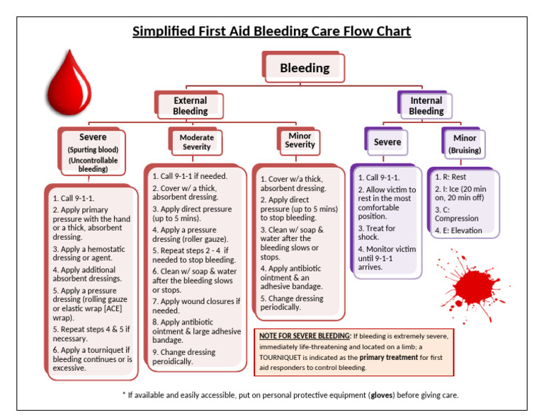 First Aid Bleeding Care Flow Chart | PDF | Bleeding | Diseases And ...