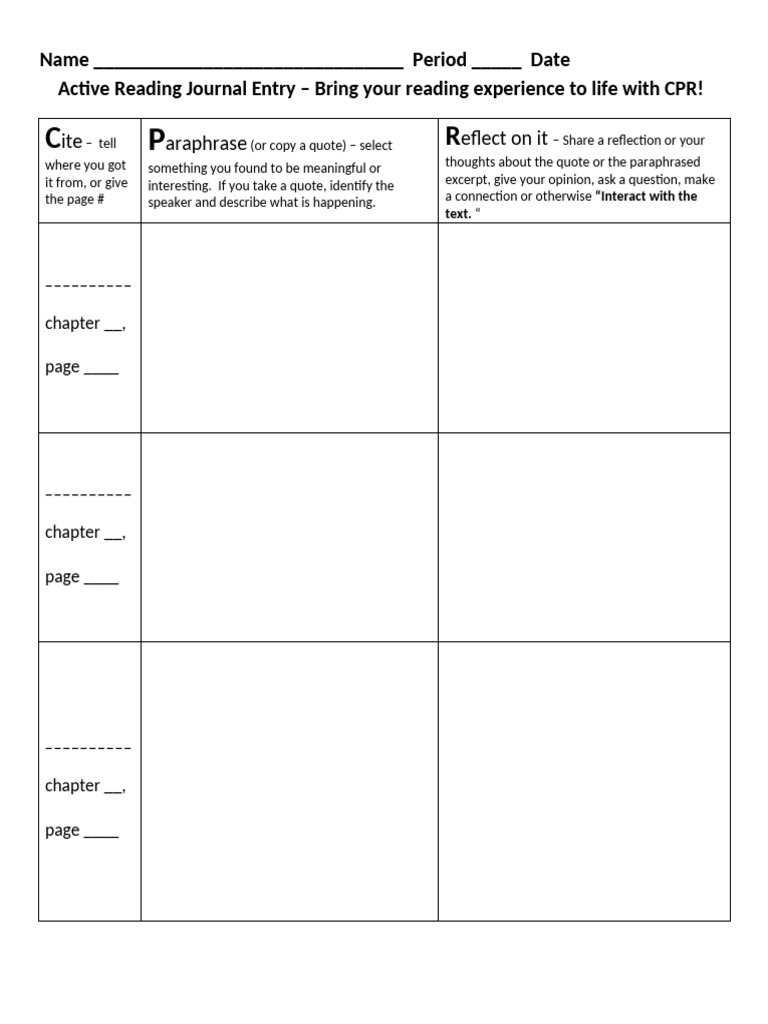 CPRReadingStrategy 1 | PDF