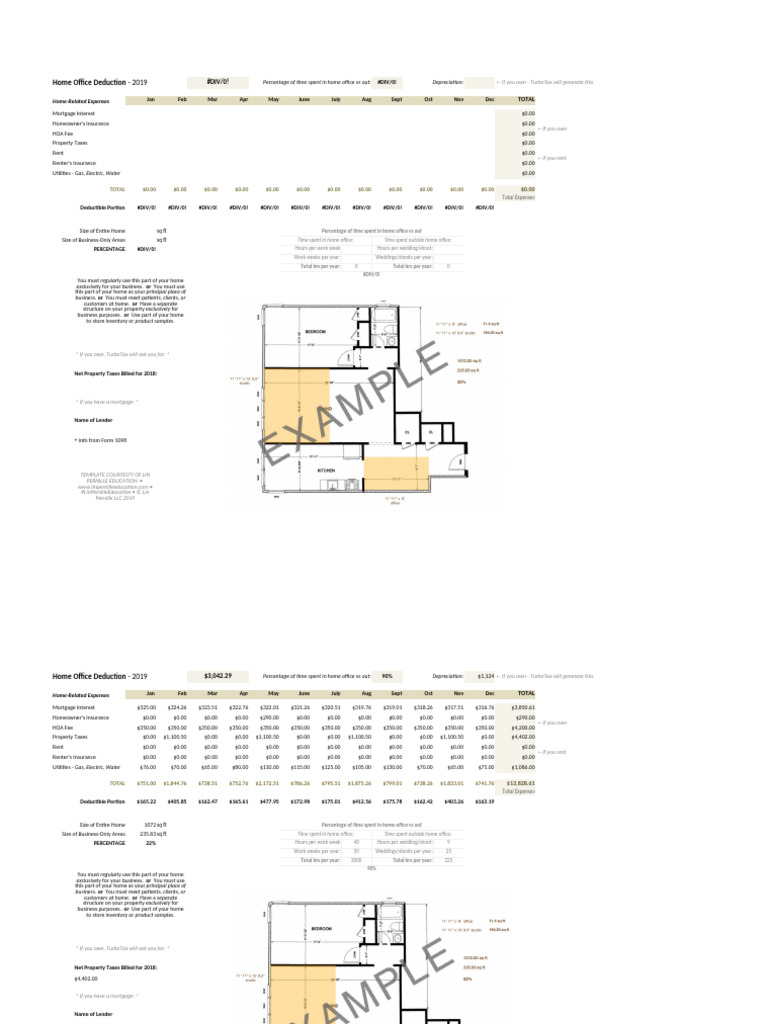HomeOffice WriteOff TEMPLATE | PDF | Mortgages | Financial Services