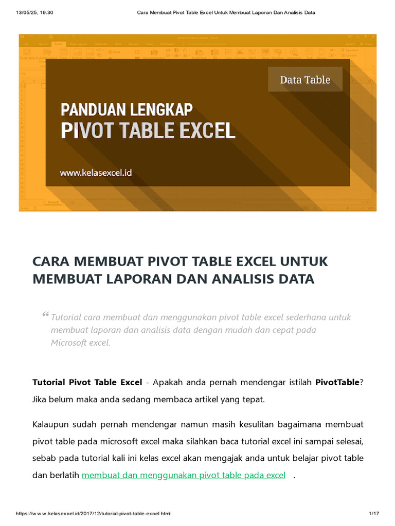 Cara Membuat Pivot Table Excel Untuk Membuat Laporan Dan Analisis Data ...