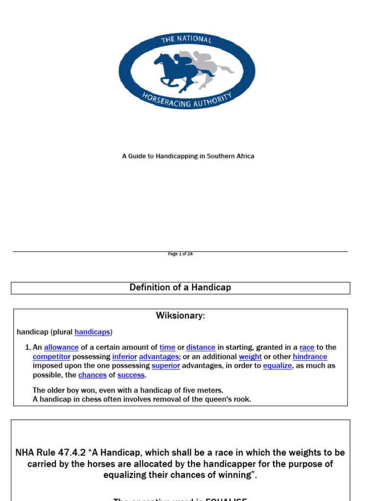 Handicapping Guide for Southern Africa | PDF | Handicapping | Par (Score)
