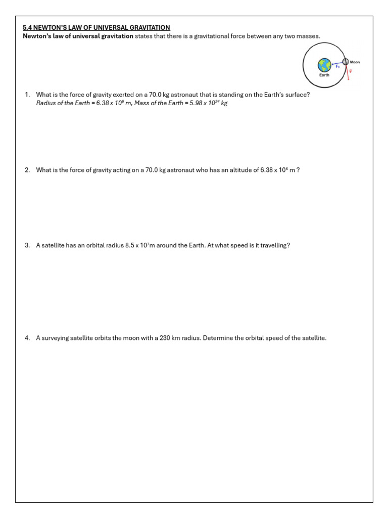 5.4 Notes - Universal Law of Gravitation | PDF