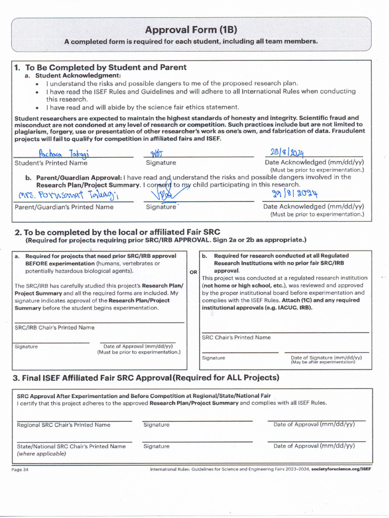 Approval Form(1B)_Pachara | PDF