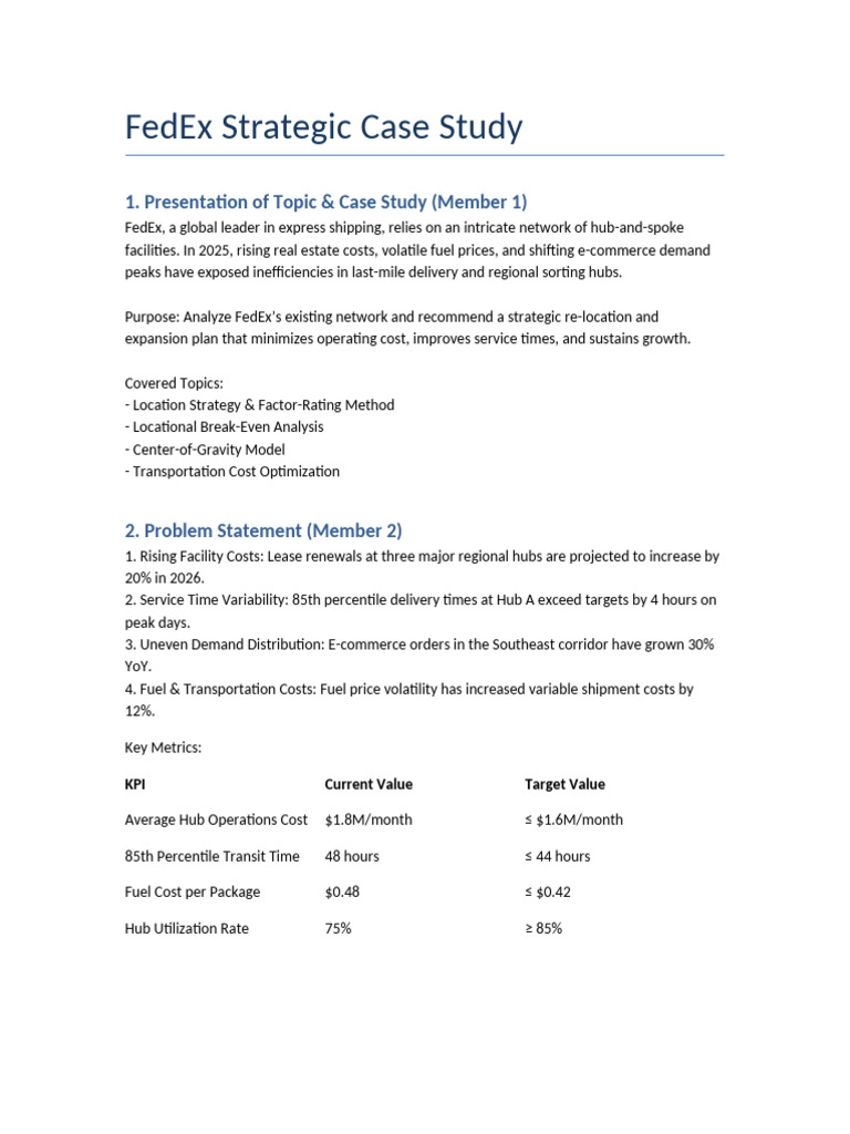 FedEx_Case_Study_Complete | PDF | Fed Ex | Transport
