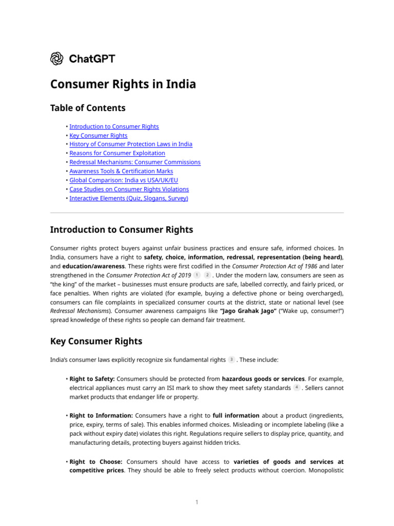 Consumer Rights in India | PDF | Consumer Protection | Federal Trade ...