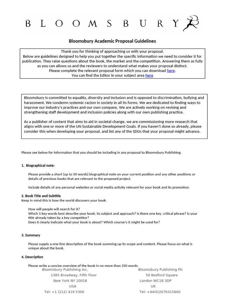 Bloomsbury Publishing Proposal Guidelines Jan 25 | PDF | Books | Textbook