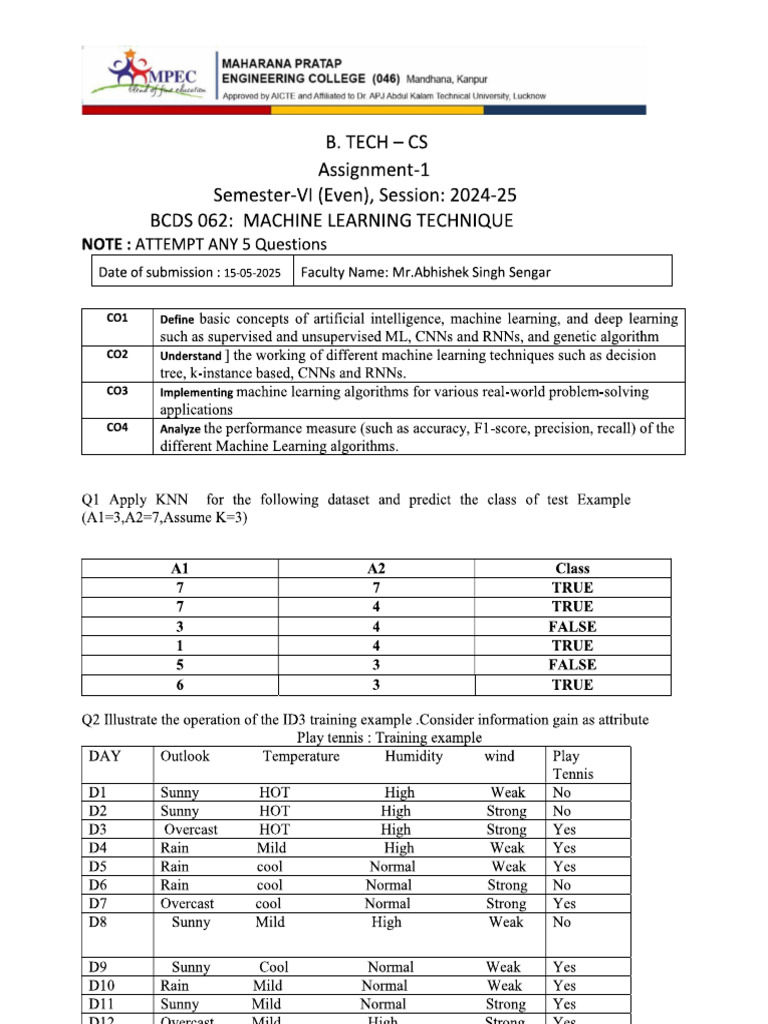 ML Questions SET PAPER | PDF