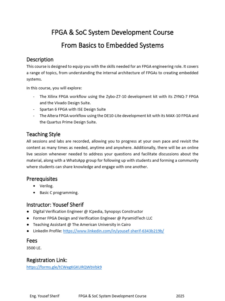 FPGA & SoC System Development Course | PDF | Field Programmable Gate Array | System On A Chip