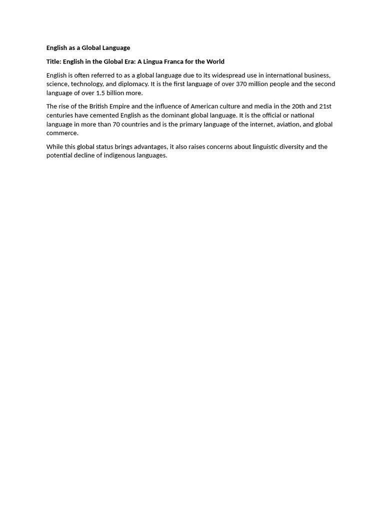 English As A Global Language | PDF