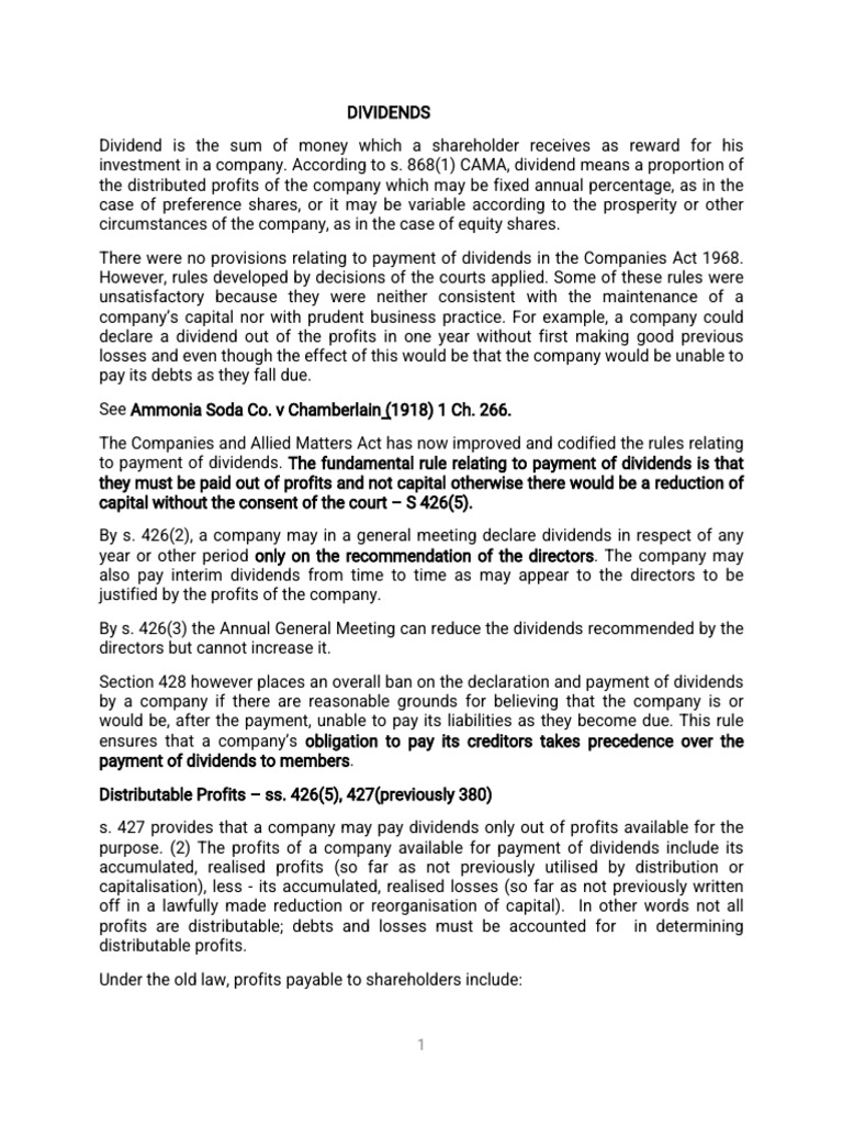 Dividend Material by DR Newman | PDF
