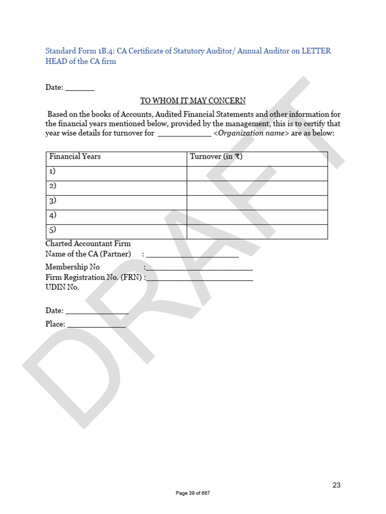 Draft: Standard Form 1B.4: CA Certificate of Statutory Auditor/ Annual ...